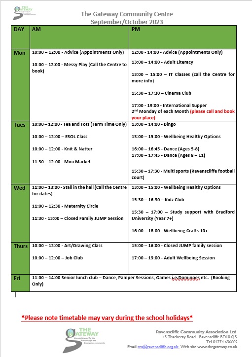 Activities at The Gateway, Ravenscliffe - The Gateway Centre
